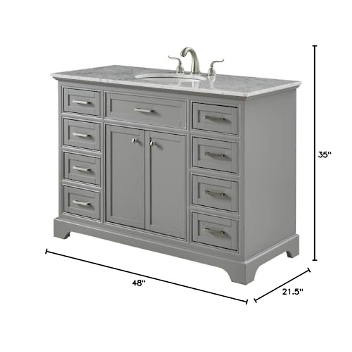 Elegant Kitchen and Bath 48 inch Single Bathroom Vanity Cabinet Set - Light Grey