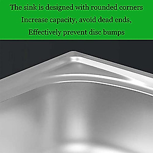 304 Stainless Steel Wash Sink freestanding Stainless Steel Solid Wood Washing Cabinet Large Simple Commercial with Faucet Stainless Sink (53x39x78 cm) Suitable for Kitchen Laundry