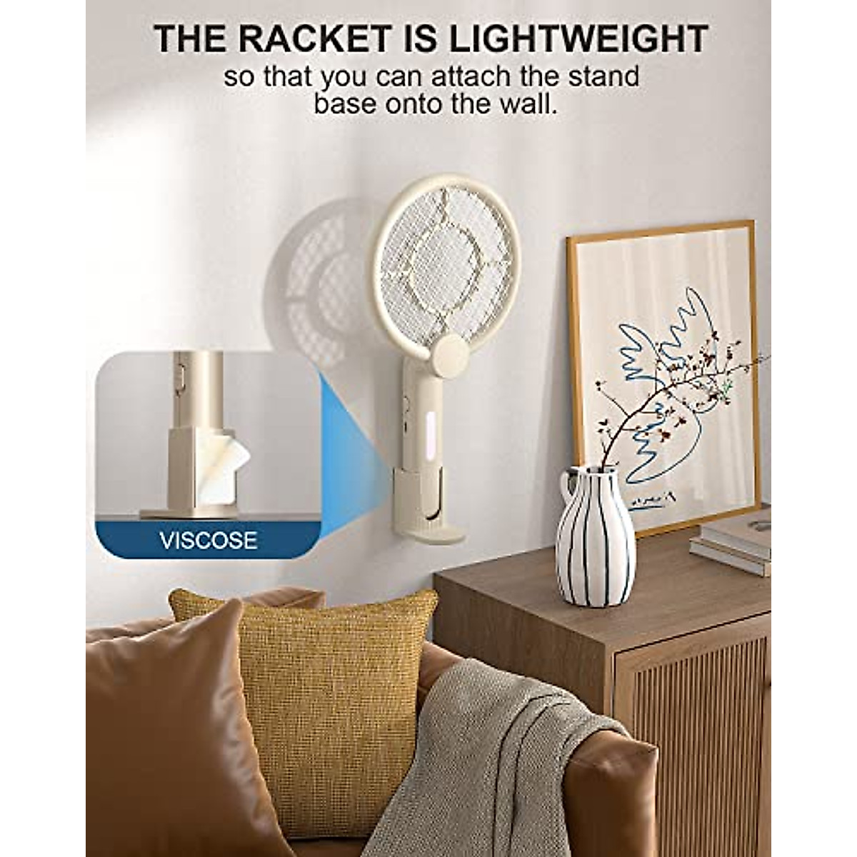 AICase 2 in 1 Foldable Portable Bug Zapper Racket,Rechargeable Fly Swatter with Trap Light,Compact Electric Zapper Indoor and Outdoor Use for Bedroom/Kitchen/Backyard/Porch…