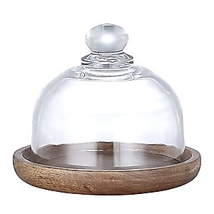 KVMORZE Mini Glass Dessert Dome with Base, Small Decorative Cake Tray with Glass Dome Cover, Cake Fruit Display Server Tray for Kitchen/Birthday/Party/Wedding, Appetizer Dessert Cheese Serving Platter