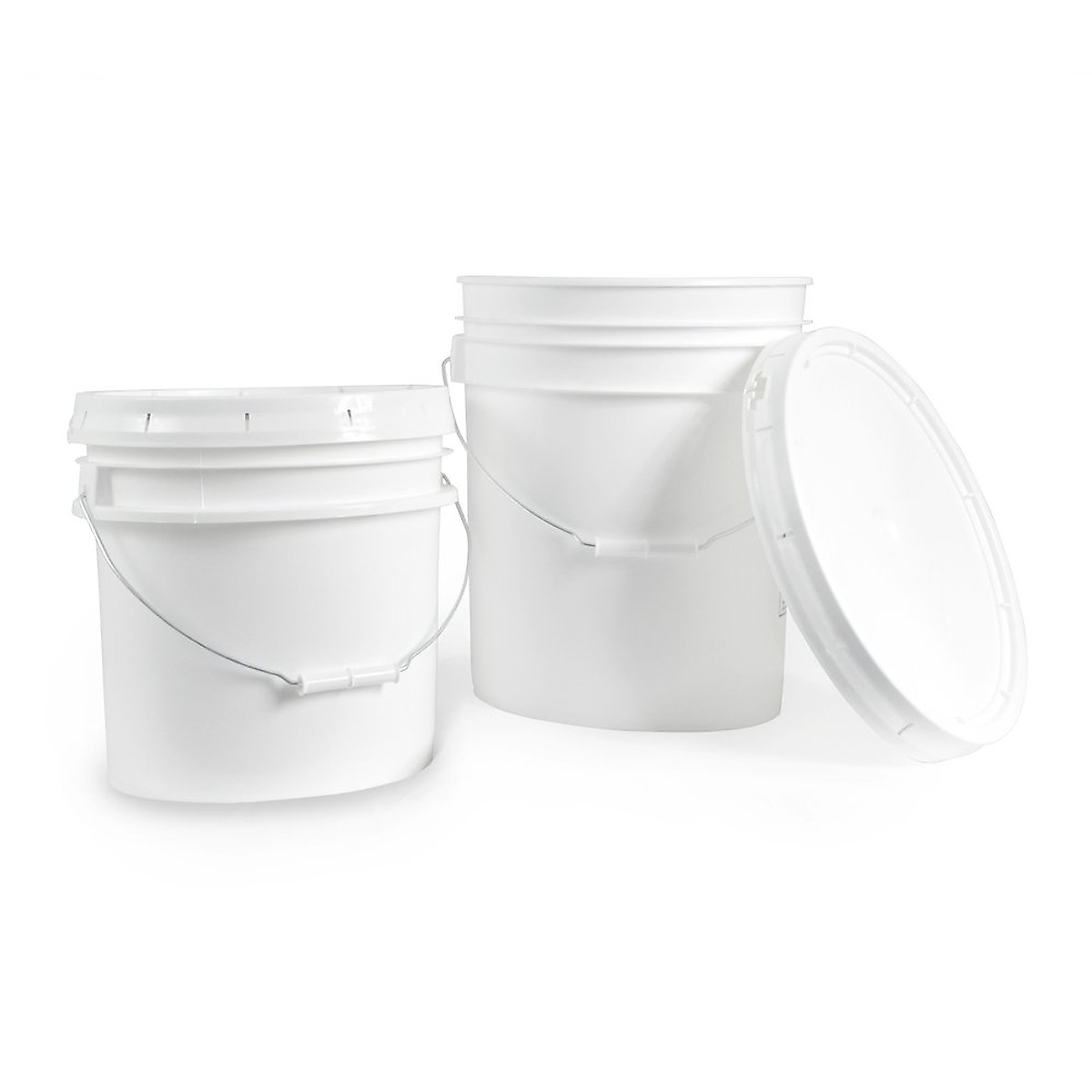 Ropak USA 5 gallon Food Grade White Plastic Bucket with Handle & Lid - Set of 3