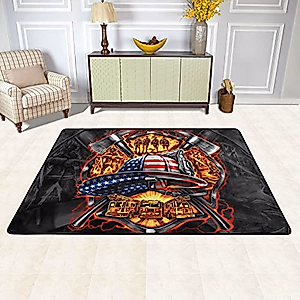 American Firefighter Flag Carpet for Bedroom Carpet Flannel Decorative Carpets Indoor Modern Plush Area Rugs Customizable Non-Slip Rug