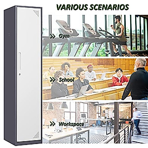 SISESOL Metal Lockers for Employees Steel Locker Large School Locker Metal Wall Locker Office Employee Lock Box 71" Steel Storage Cabinet Storage Locker Cabinet for Home Gym Office School Garage