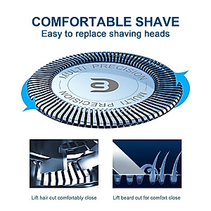 SH30 Replacement Heads Compatible with Philips Norelco 3000, 2000, 1000 Series Shavers and S738 Click and Style, Razor Blades for S1560 Shaver