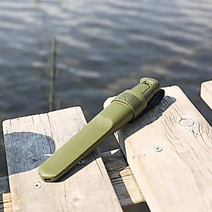 Morakniv Kansbol Sandvik Stainless Steel Fixed-Blade Survival Knife With Sheath, Military Green, 4.3 Inch