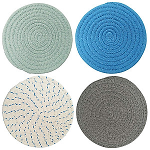 4 Pcs Cotton Thread Weave Hot Pot Holders, AIFUDA Multi-use Hot Mats Non-Slip Stylish Coasters Insulation Hot Pads Trivet for Cooking and Baking