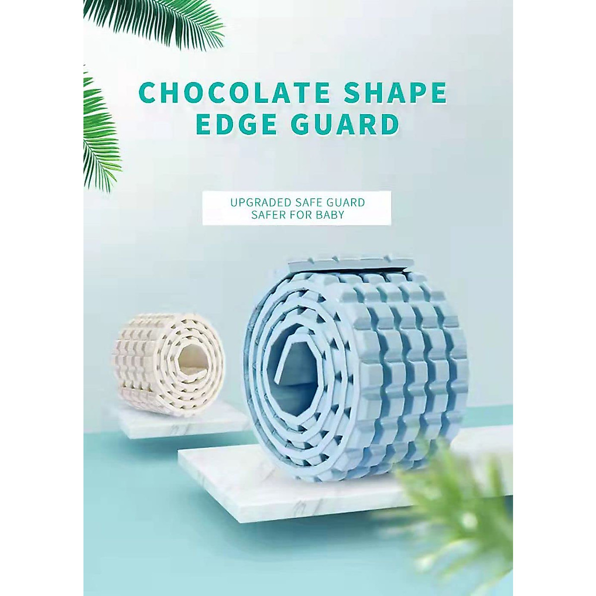 MeiGaoXin Baby Proofing Rubber Foam Corner & Edge Protectors Guards Fireplace Furniture Safety Bumper for Child Proof, 3.3ft（40inch） x 2pcs,Blue