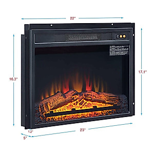 Manhattan Comfort 23 Inch Electric Fireplace Box with Remote Control, Adjustable Heat & Flame Settings, 1400W Indoor Fire Place Heater, Compact Design for Year-Round Use, Black