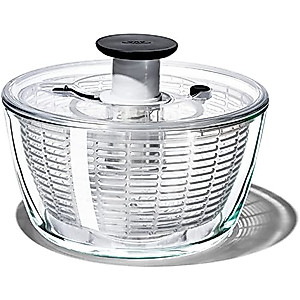 OXO Good Grips Glass Salad Spinner, Large/6.22 Quart, Clear