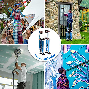 WeChef 24" - 40" Drywall Stilts Height Adjustable Lifts Aluminum Tool Non slip for Cleaning Painting Pruning Branches Blue