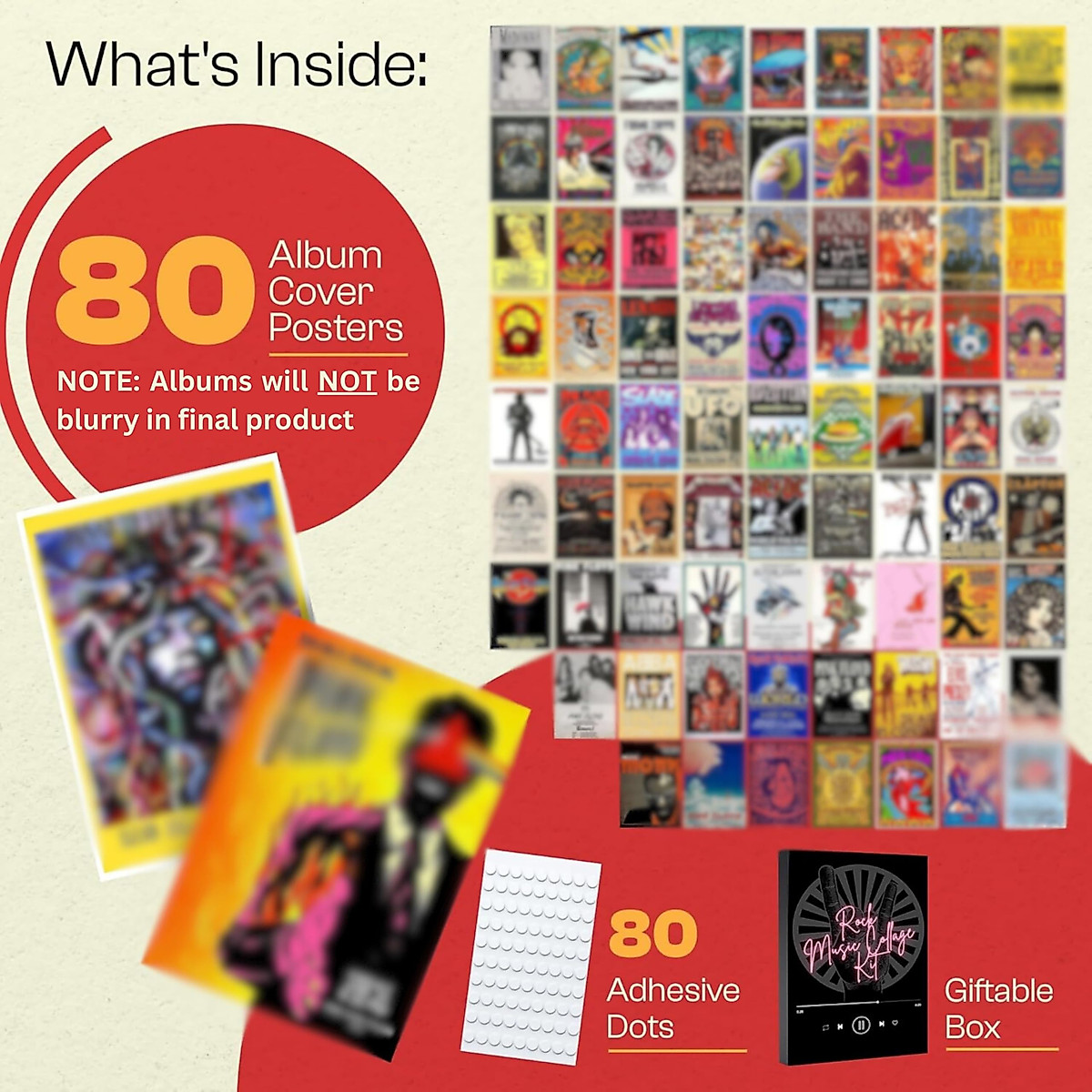 80 Pcs Rock & Grunge Posters - 80s & 90s Band Posters for Room Aesthetic & Decor