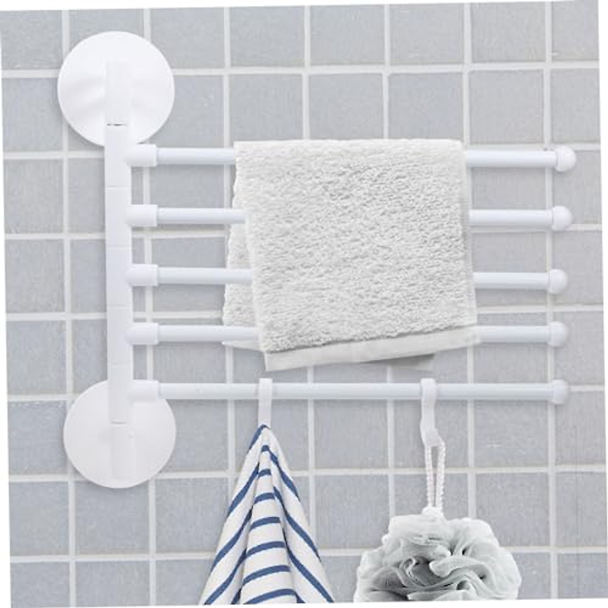 STOBAZA 1 Set Bathroom Towel Rack Towel Bar Drying Rack Swivel Towel Rack Coat Hangers Towels Towel Hanging Holder Towel Hanger Wall Shelf Toilet Tissue Rack Bath Towel Rack White Rubber