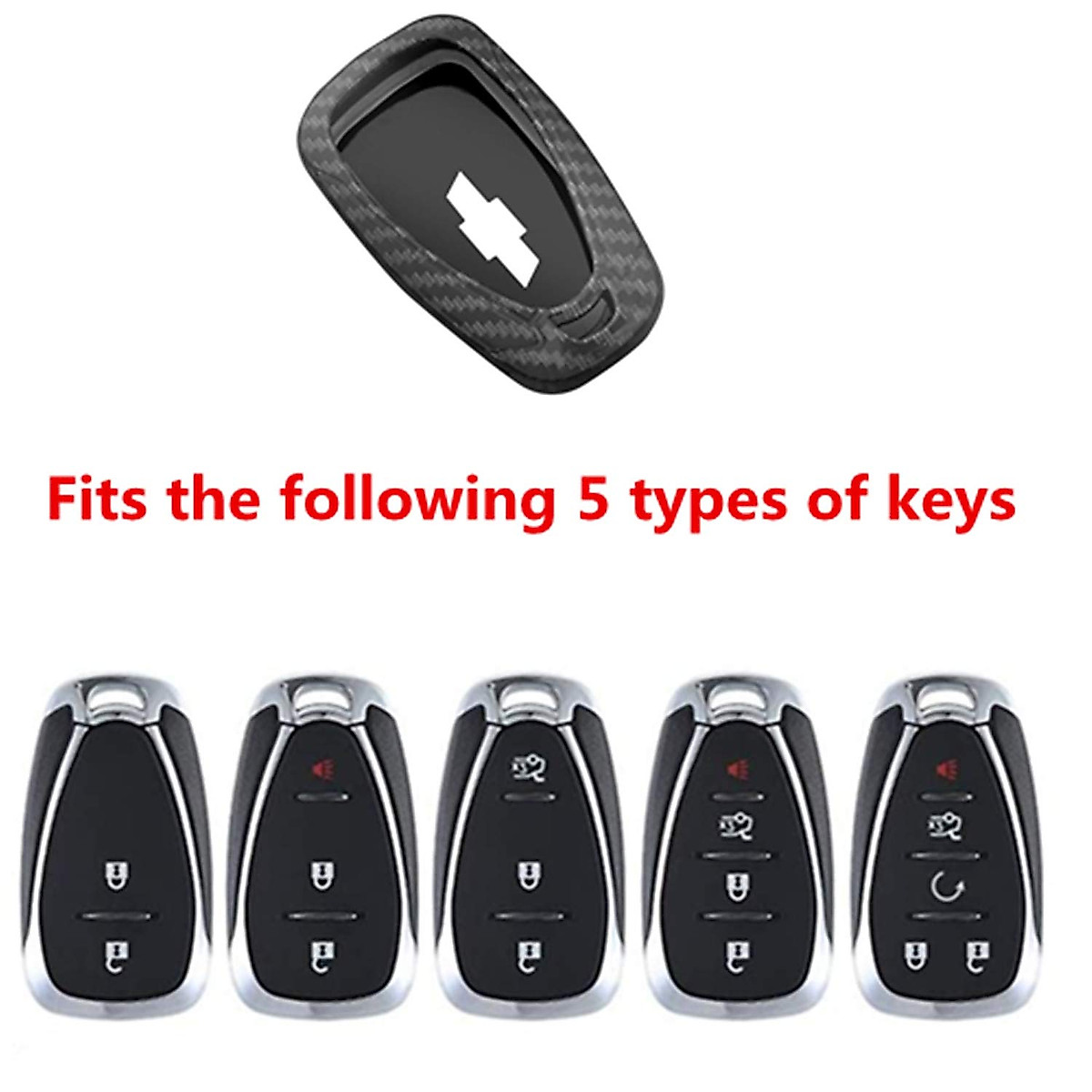 HelloAuto Key Fob Shell Case Protector Holder Compatible with Malibu Camaro Cruze Traverse Sonic Volt Bolt Equinox, Carbon Gloss Fiber Cover Case