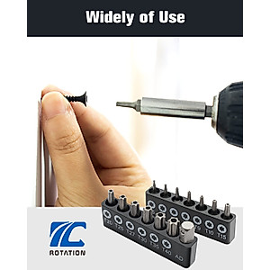 ROTATION 14-Piece Tamper Resistant Star Bits, Chrome Vanadium Steel, T5 - T40 Impact Grade Security Torx Bit Set, 1/4-inch Hex Shank