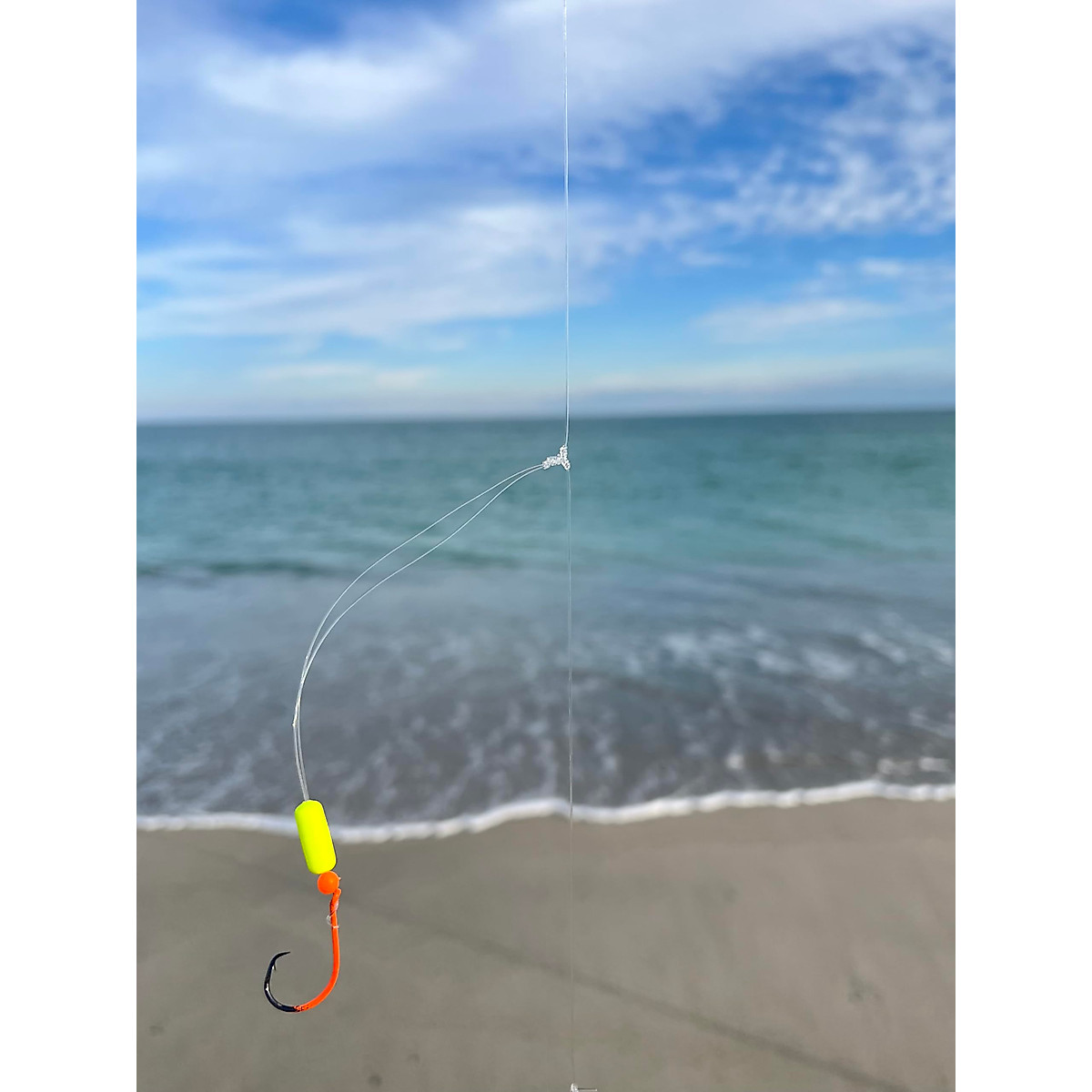 3 Pack Pompano Rigs Pro-Tec Coated Circle Hooks Surf Fishing Rigs Hand-Tied (Chartreuse)