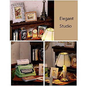 Flever Dollhouse Miniature DIY House Kit Creative Room with Furniture for Romantic Valentine's Gift (Elegant Studio)