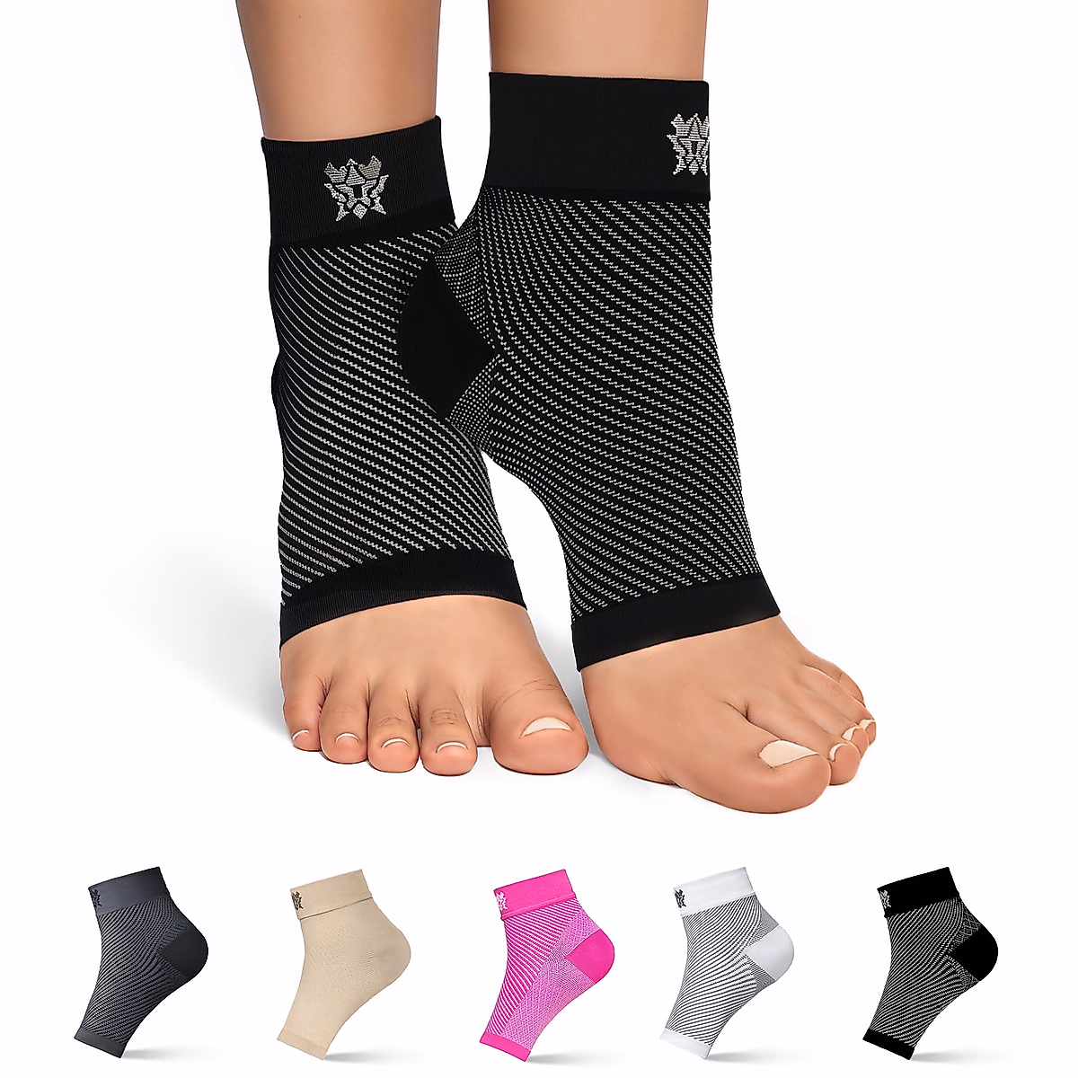 FlexAdapt Plantar Fasciitis Compression Socks for (1 Pair) – Compression Sleeve for Achilles Tendonitis Relief, Plantar Fasciitis Relief, Foot Swelling - Black - Large