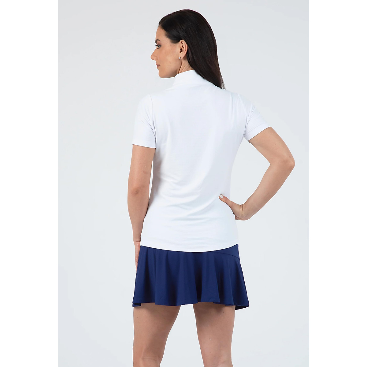 IBKUL Athleisure Wear Sun Protective UPF 50+ Icefil Cooling Short Sleeve Mock Neck Top - 87000 Candy Pink Solid L