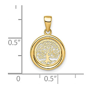 Auriga Fine Jewelry 14k Yellow Gold Tree of Life Circle Pendant, for Women (L-14mm, W-14mm)