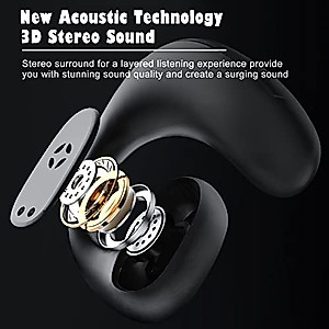 Houlyn Open Ear Headphones Wireless Bluetooth Bone Conducting Earbuds with Earhooks Sports Workout Running Earbuds with Charging Case Waterproof Open Ear Earbuds Built in Mic