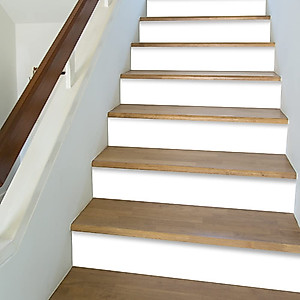 funlife 14Pcs Self-Adhesive Vinyl Stair Riser Stickers, Peel and Stick Staircase Decal Contact Paper, 39.37"x7.09" Pure White