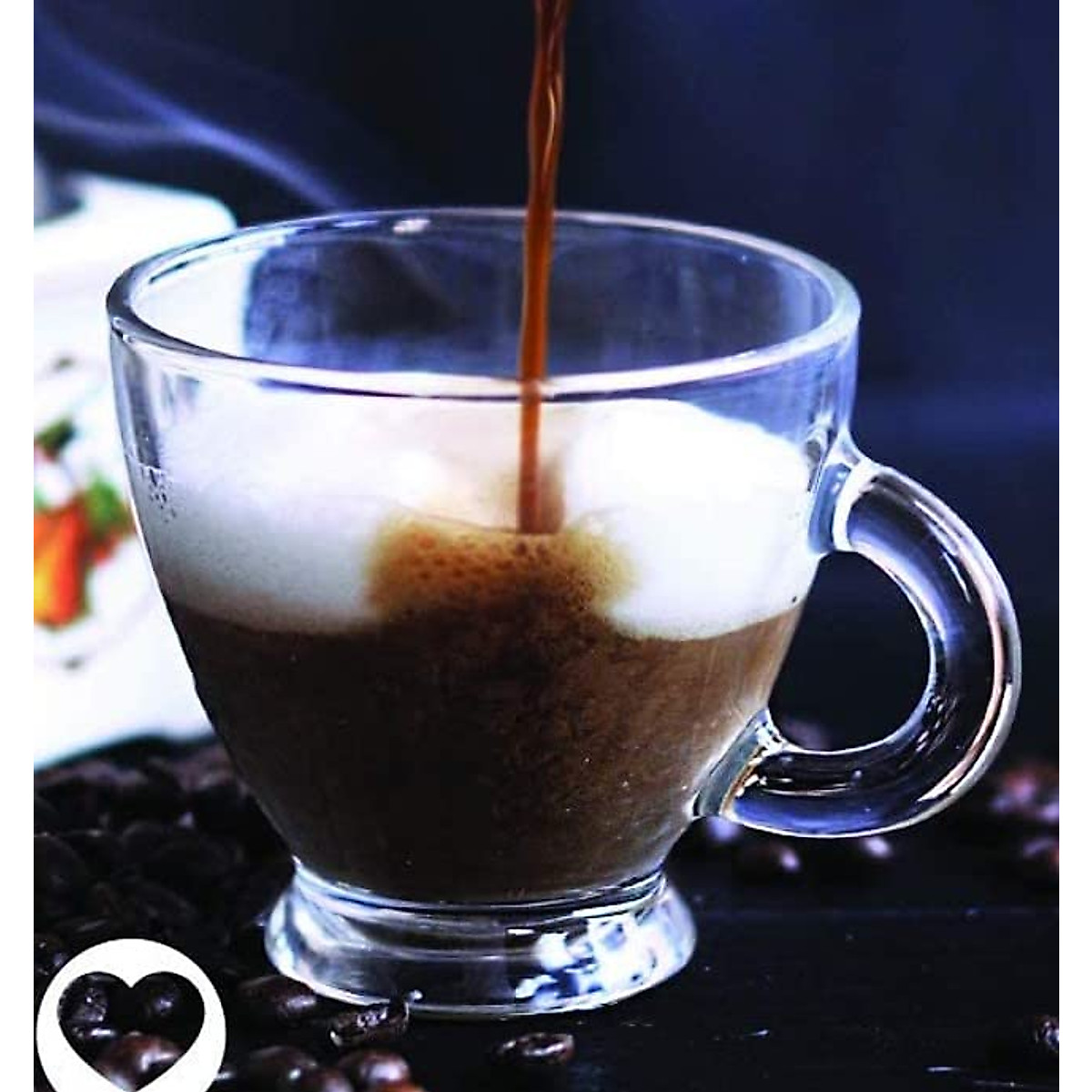 BOHEM'S Espresso Cups, 3.2 oz Small Demitasse Clear Glass Espresso Drinkware, Set of 2, Espresso Shot Glasses, Clear Expresso Coffee Cups, Tazas de Cafe Expreso