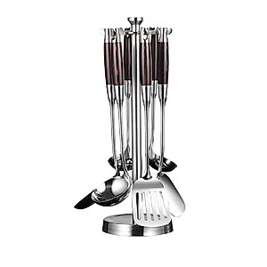Wooden Cooking Utensils Set, 316 Stainless Steel Kitchen Utensils Set, 6 Pieces Professional Cooking Tools Kitchen Gadgets Wood Cooking Spatula Set for Kitchen