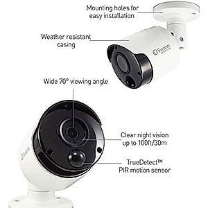 Swann Wired PIR Bullet Security Camera, 5MP Super HD Surveillance Cam with Infrared Night Vision, Thermal, Heat & Motion Sensing, Add to DVR with BNC, SWPRO-5MPMSB