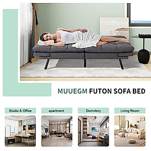 MUUEGM Futon Sofa Bed,Futon Couch,Memory Foam Futon Sofa,Convertible Sofa Bed for Compact Living Spaces,Apartment,Office,Sofa Bed Couch,71"*33"*31.5",Dark Gray Fabric