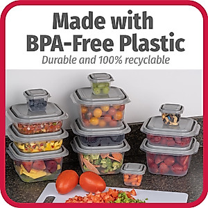 GoodCook EveryWare 24-Piece BPA-Free Plastic Food Storage Containers with Lids (Set of 12), Clear/Grey