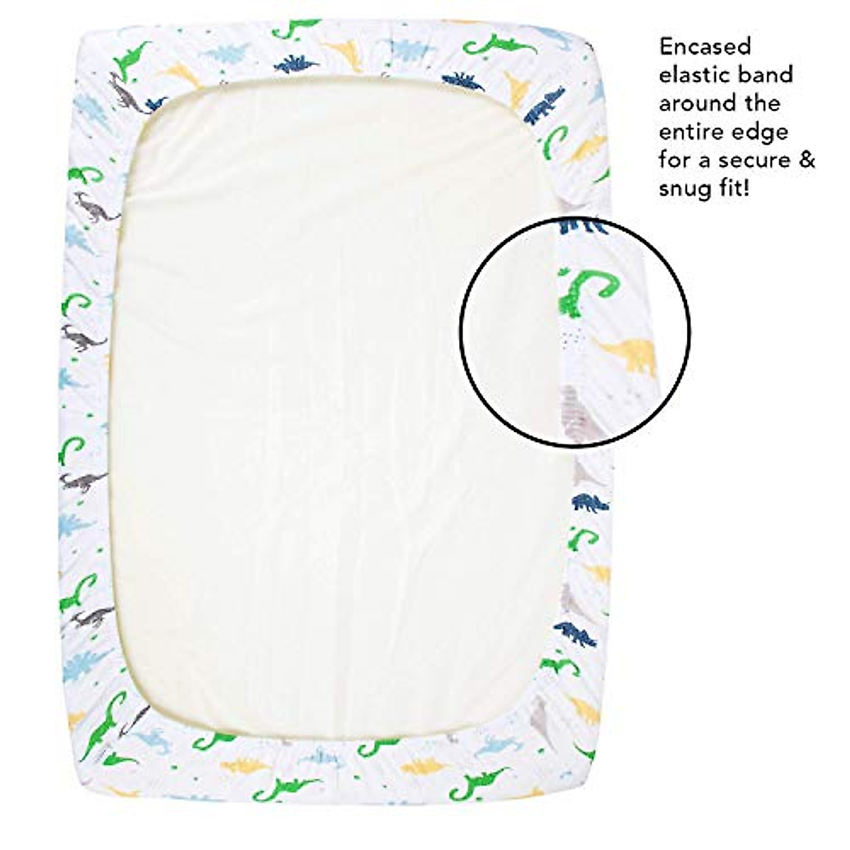 Cuddly Cubs Graco Pack n Play Fitted Sheet – Dinosaur Playard Sheet – Snuggly Soft Jersey Cotton Mini Crib Sheet for Boy – 1 Pc