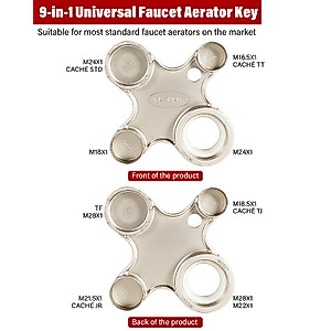 9-in-1 Faucet Aerator Removal Tool Kit(Metal), Heavy-duty Aerato Key for Concealed Threaded and Housed Aerateors,Fits M18 M22 M24 M28 TT TJ TF JR STD Sizes, Faucet Tool for Home Repair Plumbing