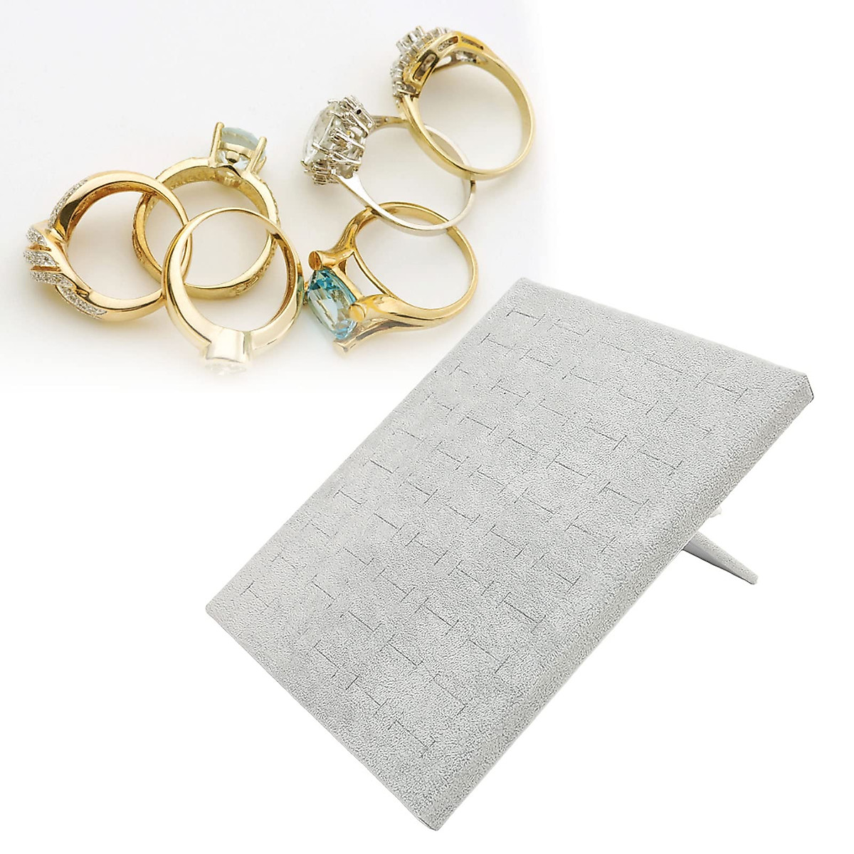 UPQRSG Jewelry Rings Display Tray, 50 Slots Ring Organizer with Soft Flannelette, Ring Earring Jewelry Display Tray Organizer Holder, Jewelry Organizer Stands for Selling Rings Earrings Show