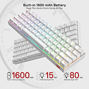 Redragon K530 Pro Draconic 60% Wireless RGB Mechanical Keyboard, BT/2.4Ghz/Wired 3-Mode 61 Keys Compact Gaming Keyboard w/Hot-Swap Socket, Free-Mod Plate Mounted PCB & Tactile Brown Switch