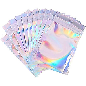200 Pack Resealable Smell Proof Bags,Rocutus Foil Mylar Ziplick Bags,Flat Metallic Mylar Foil Bags for Party Favor Food Storage (16 x 24 cm/6.3 x 9.4 Inches)