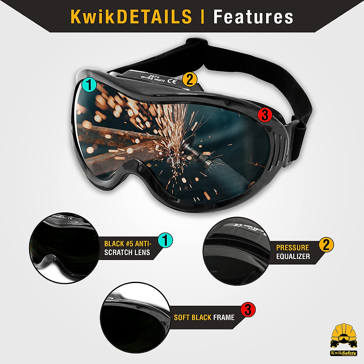 KwikSafety - Charlotte, NC - PIT VIPER ANSI Industrial [ANTI-FOG, ANTI-SCRATCH, Snug FIT] Welding Goggles Shade 5, Ventilation Infrared Welding Torch Brazing Flame Cutting Gas Oxy-Acetylene/Black