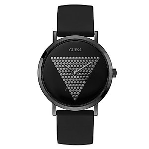 GUESS Iconic Studded Black Logo Silicone Watch. Color: Black (Model: U1161G2)