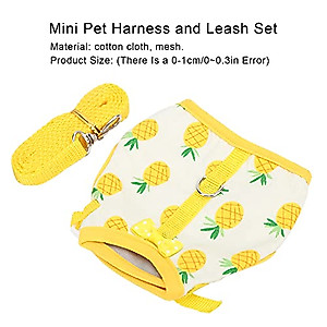 Luroze Guinea Pig Harness, Small Dog Harness Comfortable Cute Adjustable for Ferrets for Rabbits for Guinea Pigs for Chinchillas(S Number, Yellow Pineapple)