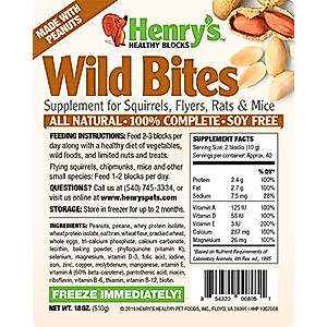 Henry’s Wild Bites – Nutritionally Complete Food for Squirrels, Flying Squirrels, and Chipmunks, 18 Ounces