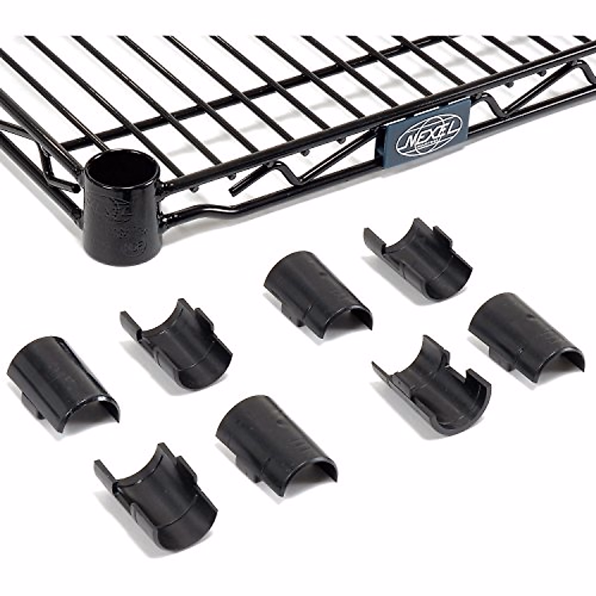 Nexel Adjustable Wire Shelving Unit, 4 Tier, NSF Listed Commercial Storage Rack, 24" x 72" x 63", Black Epoxy