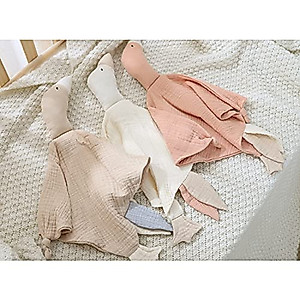 FOMUNI Baby Muslin Lovey Knit Newborn Babies Security Blankets Goose Lovie Cuddly Comforter Safe Loveys for Infant Boy Girl, Pink