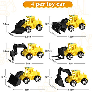 Zhanmai Mini Construction Engineering Trucks Set, 24 Pcs Small Construction Toys and Treat Bags with Twist Ties for Cake Birthday Party Favors Construction Birthday Party Supplies