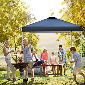 SlowSnail Premium Outdoor Pop Up Canopy Tent: 10' x 10' Ultimate Collapsible Portable Canopy with Steel Frame and Top Vent, Adjustable Legs & Foldable Design, Black