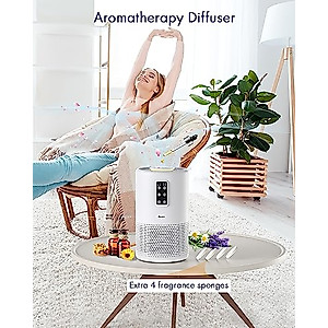 Air Purifiers for Home Large Room with Night Light up to 1076ft², VEWIOR H13 True HEPA Air Cleaner with Fragrance Sponge, Sleep Mode, Timer, Speed, Lock, for Wildfire Smoke Pet Dust Pollen Odor