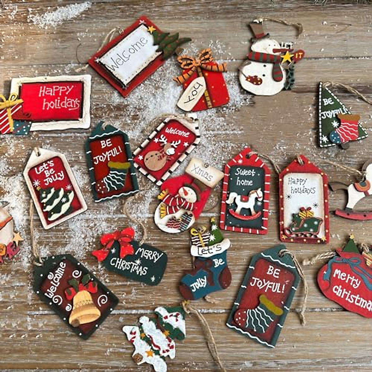 IAMAGOODLADY Christmas Tree Decoration Pendant,Hanging Wooden Ornaments,Xmas Santa/Snowman Ornaments,Christmas Tree Funny Ornaments for Holiday Party Warehouse Sale Clearance