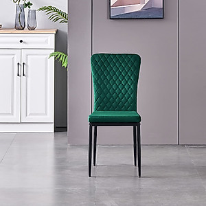 FENZARD Set of 6 Living Room Chairs Dining Chairs with Velvet, High Back, Metal Frame and Modern Lattice Design for Living Room, Dining Room,Green