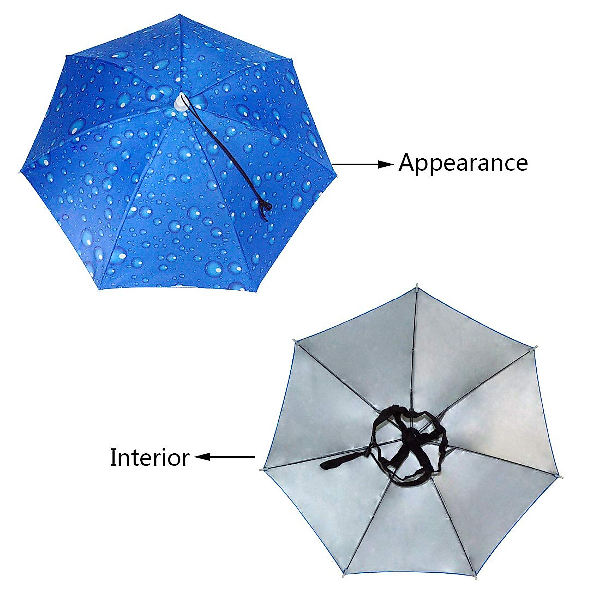 NEW-Vi Umbrella Hat, 25 inch Hands Free Umbrella Cap for Adults and Kids, Fishing Golf Gardening Sunshade Outdoor Headwear