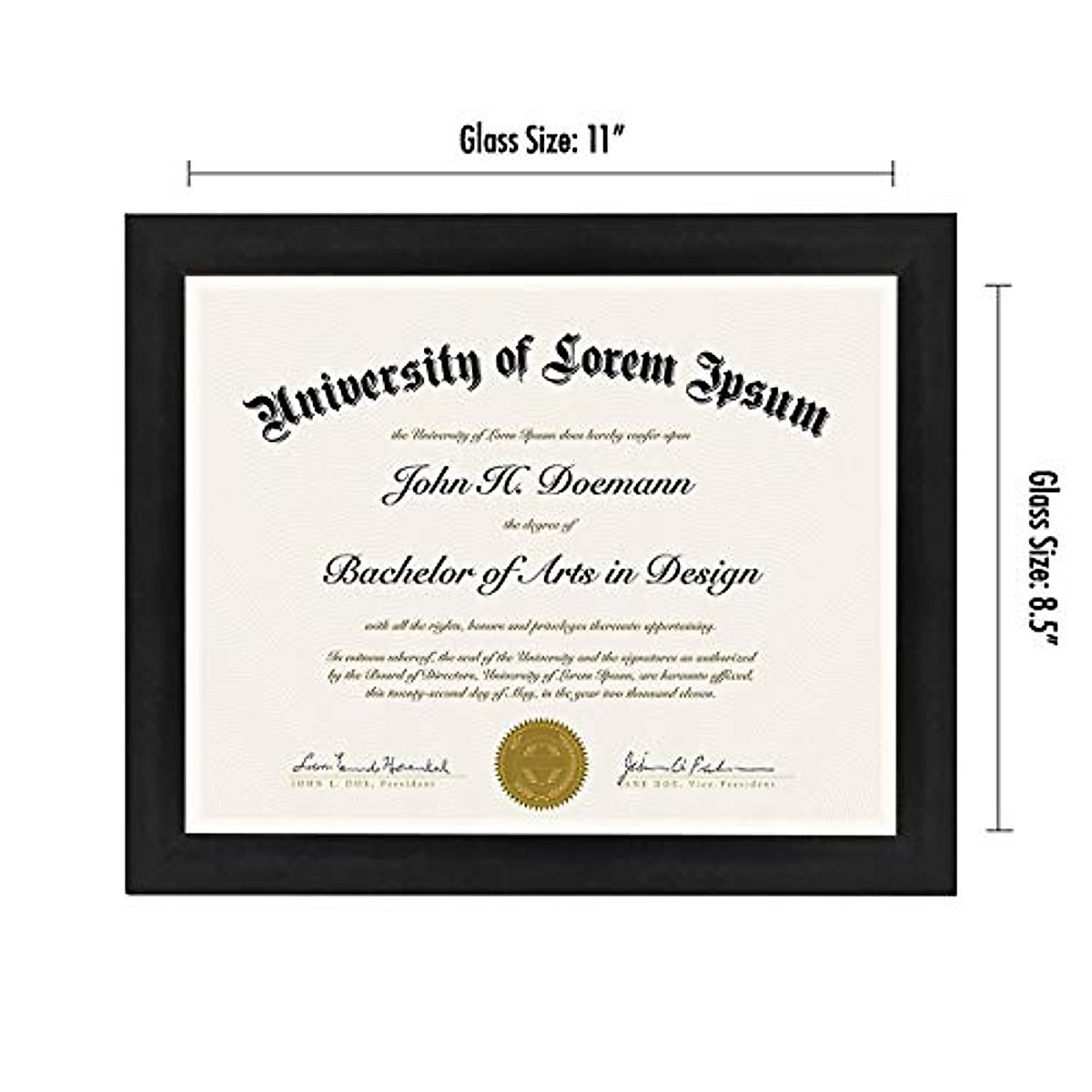 Americanflat 8.5x11 Picture Frame in Black - Set of 2 - Use as Diploma Frame or Certificate Frame with Shatter Resistant Glass - Hanging Hardware and Easel Included for Wall and Tabletop Display