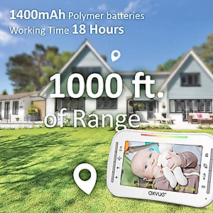 Video Baby Monitor with 4.3" Display & Remote Pan Tilt Camera, Auto Night Vision & Temperature Display,1000ft Long Range, 2-Way Audio Talk,12 Hours Battery, Power Saving Mode, Vox, Zoom in, No WiFi