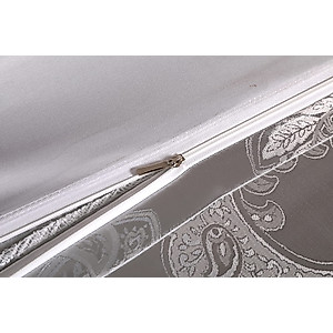 Dencalleus Bedding Satin Jacquard Comforters Covers Sets (NO Comforter) 3 Piece Floral Silk Like Luxury Duvet Cover Set Ultra Soft King Size Zipper Closure and 2 Pillow Shams Silver Grey